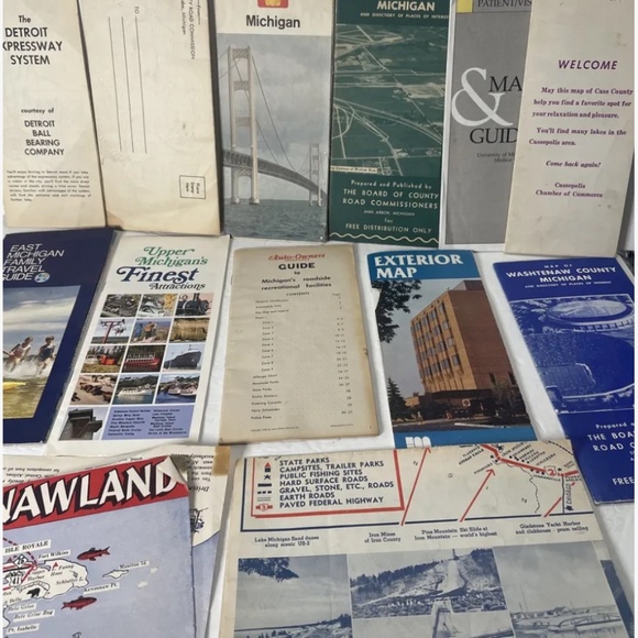 Other | 7s 80s Vtg Michigan Maps Travel Guide Lot 13 Shell Cass Delta ...